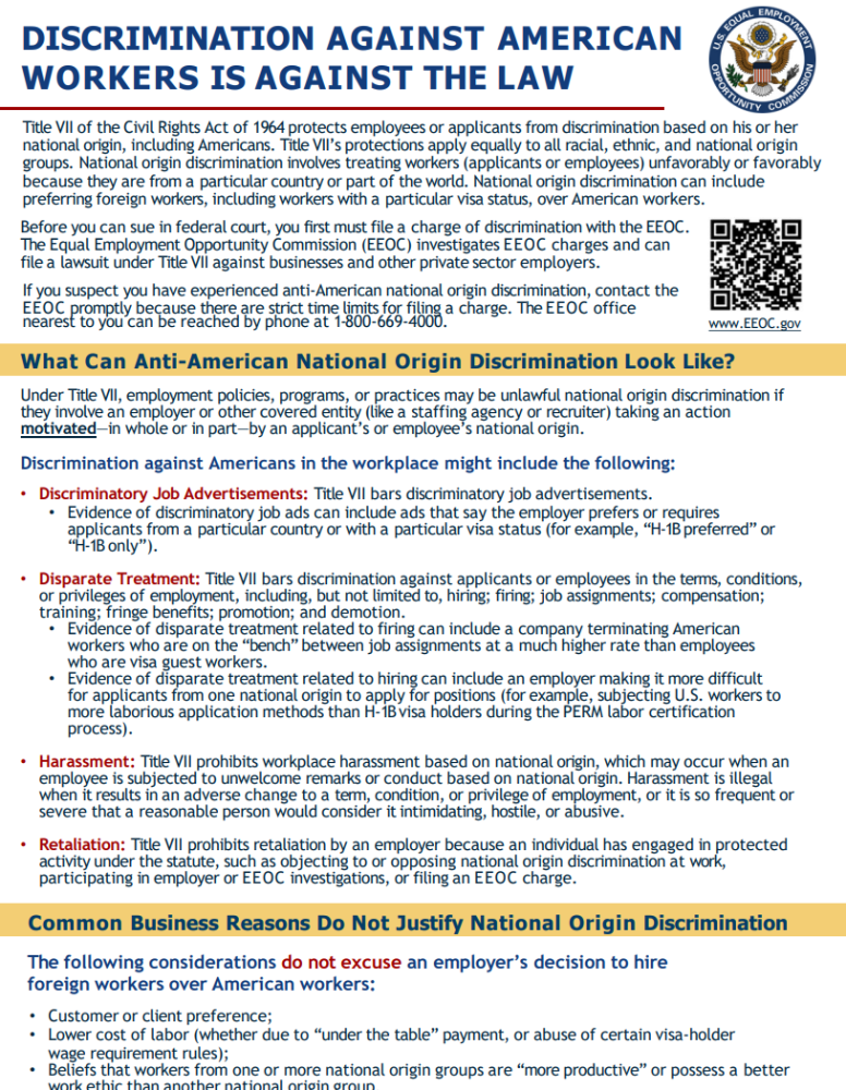 When Pro-American Bias Violates Title VII: The EEOC’s New National ...